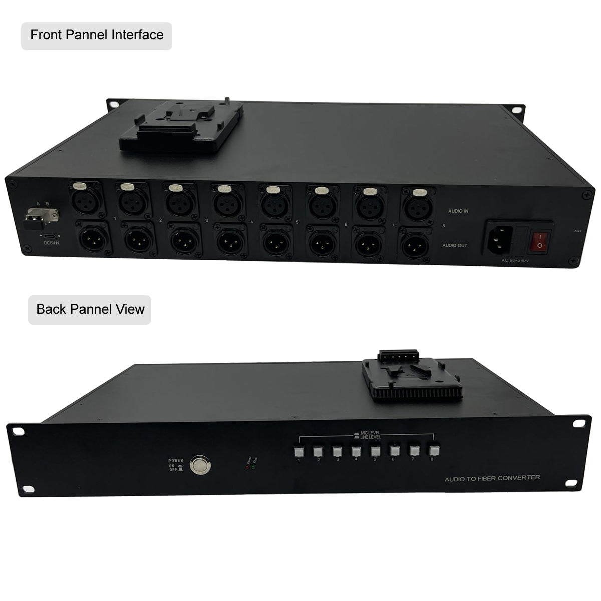 8 Channels Mic & Line Level Audio Over Fiber Extender with Independent ...