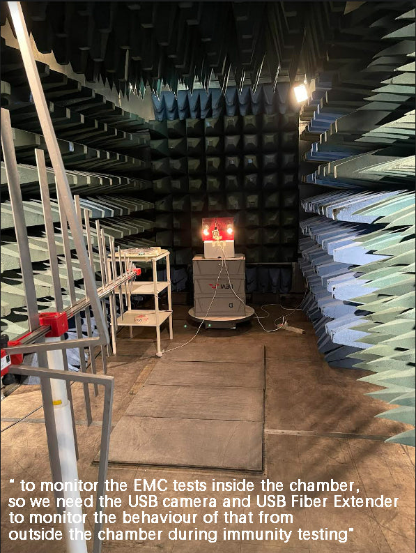 USB camera over Fiber Cable to Monitor the EMC testing in the Chamber ...