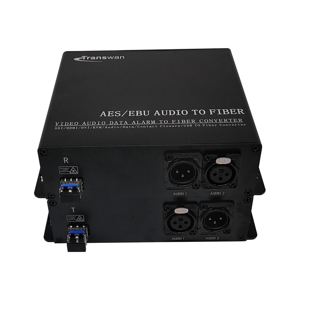 2 Ch AES/EBU Balanced Audio to Fiber Converter over 20Km (SMF), suppor ...
