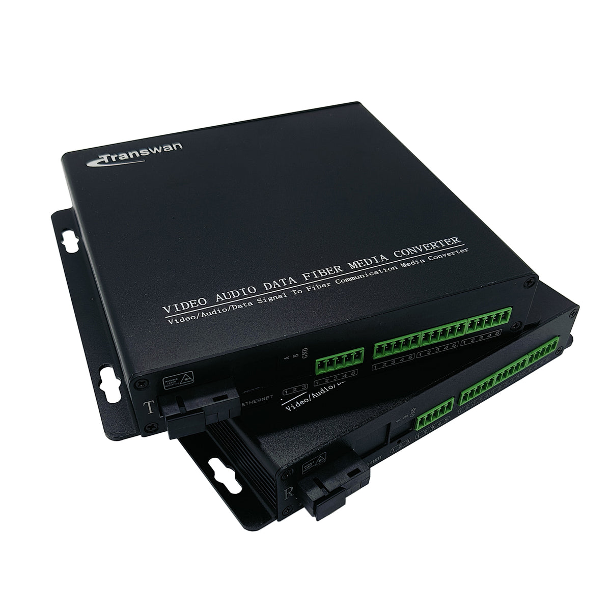 8 Ch Balanced Audio Over Fiber Optic Extender with Terminal Leads ...